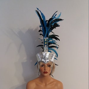 TURQUOISE "mohawk" Feather Headpiece-samba Costumes Spartan-gladiator ...