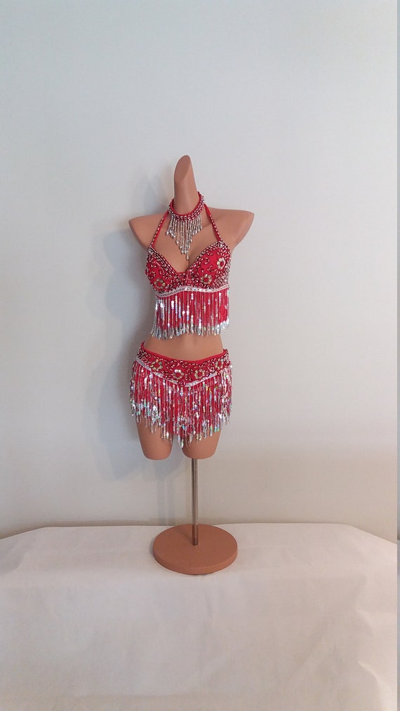 Red Beads Skirttop Samba Costumes Carnival Show Girl Las Etsy