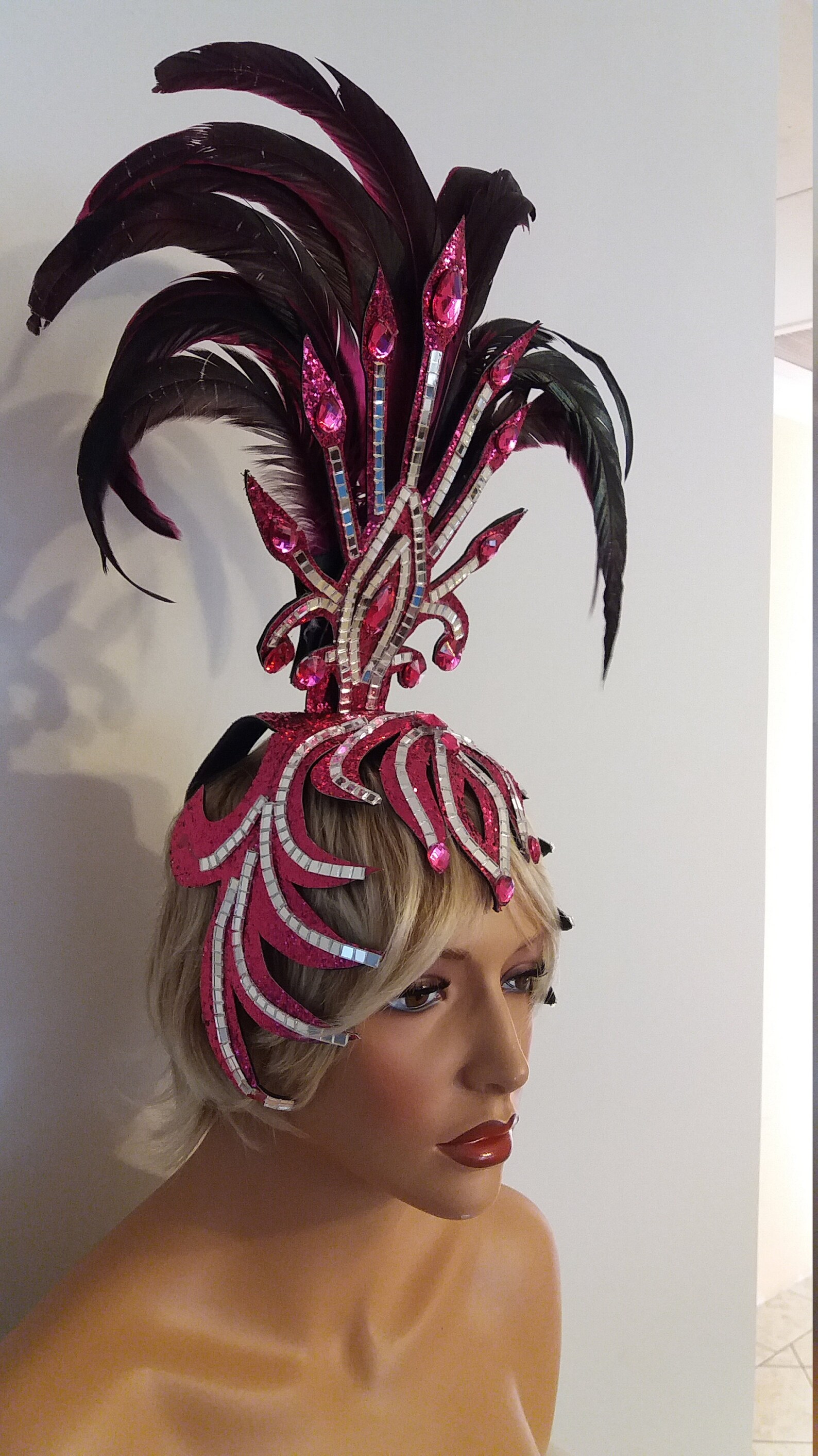 PINK Mirror/feather Headpiece-headdress-samba Costumes - Etsy