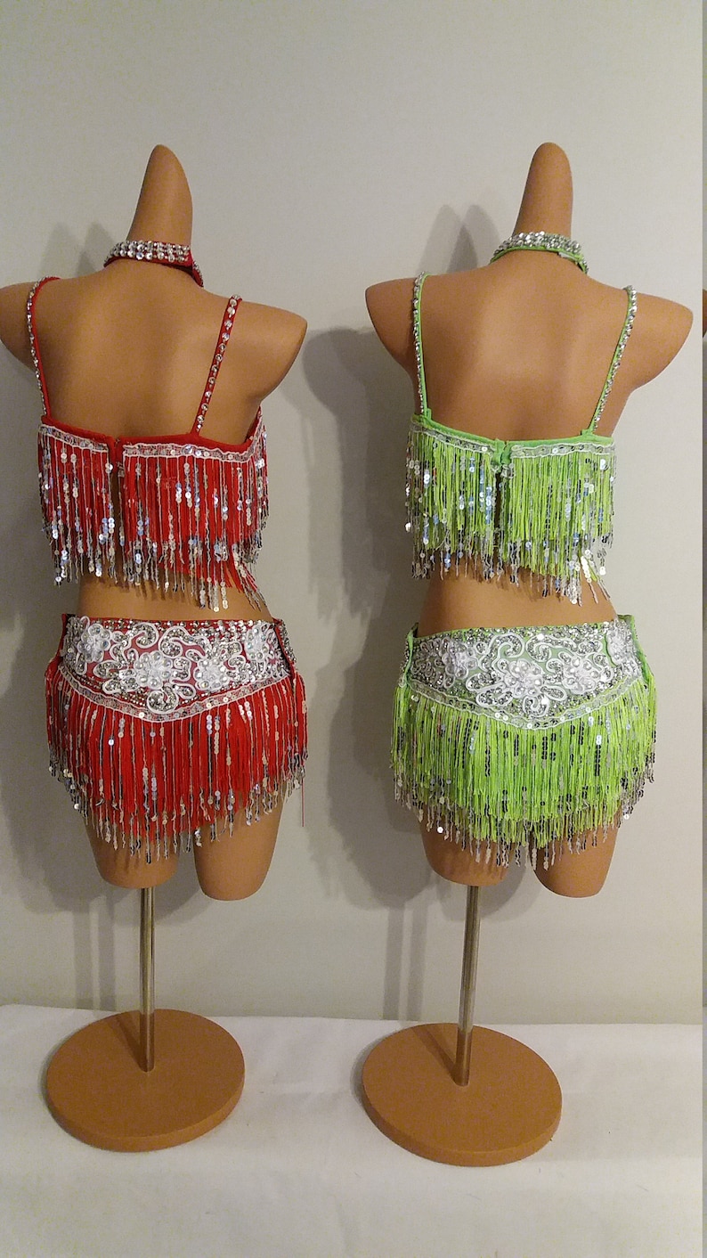 Lime Green Beads Skirttop Samba Costumes Carnival Show Girl Etsy