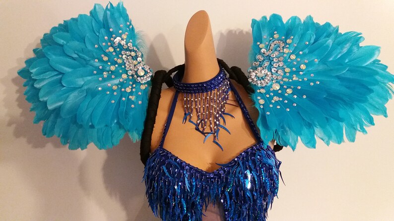TURQUOISE Feather Wings/backpack-samba Costumes Carnival-mardi - Etsy