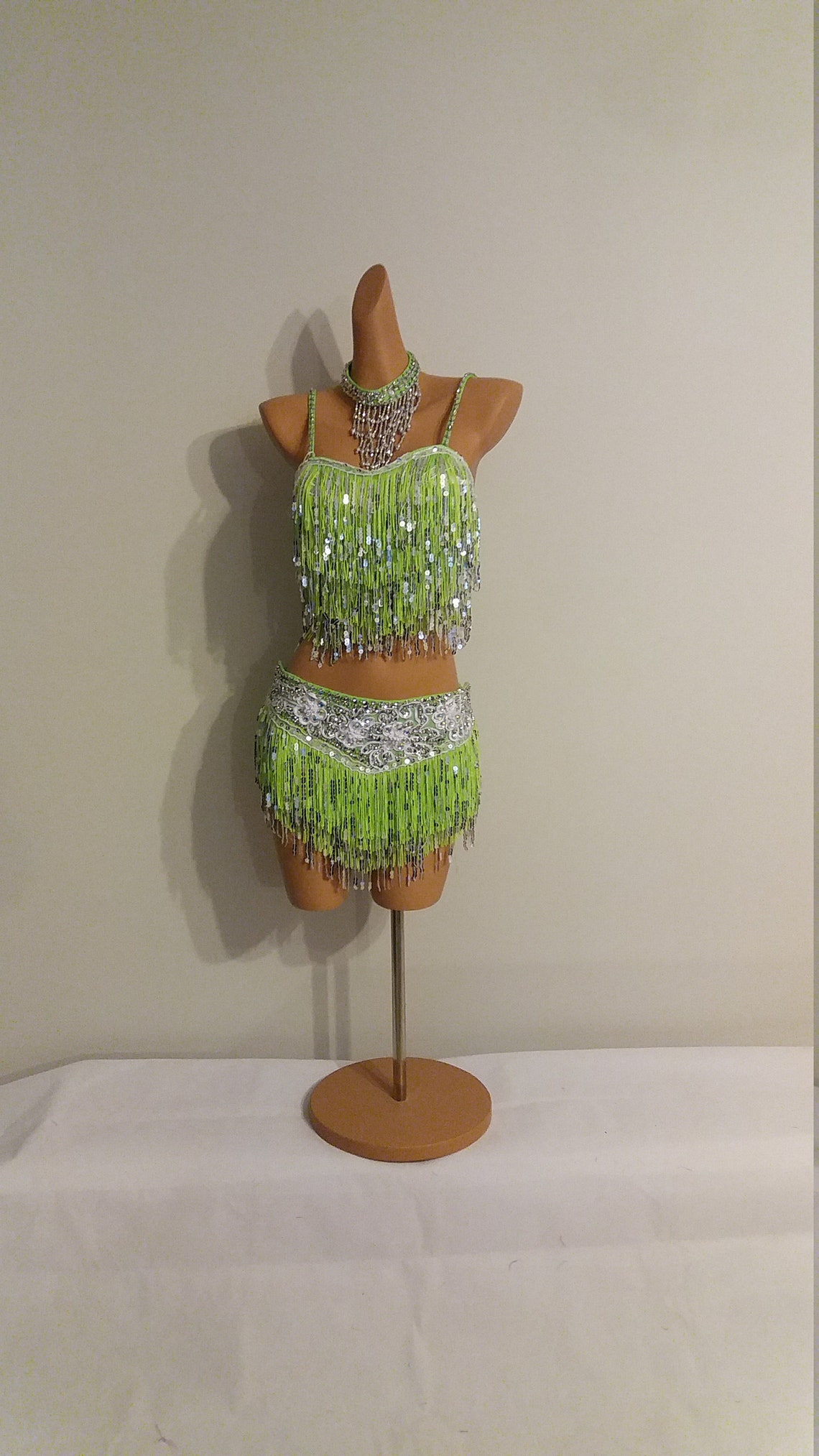 Lime Green Beads Skirttop Samba Costumes Carnival Show Girl Etsy