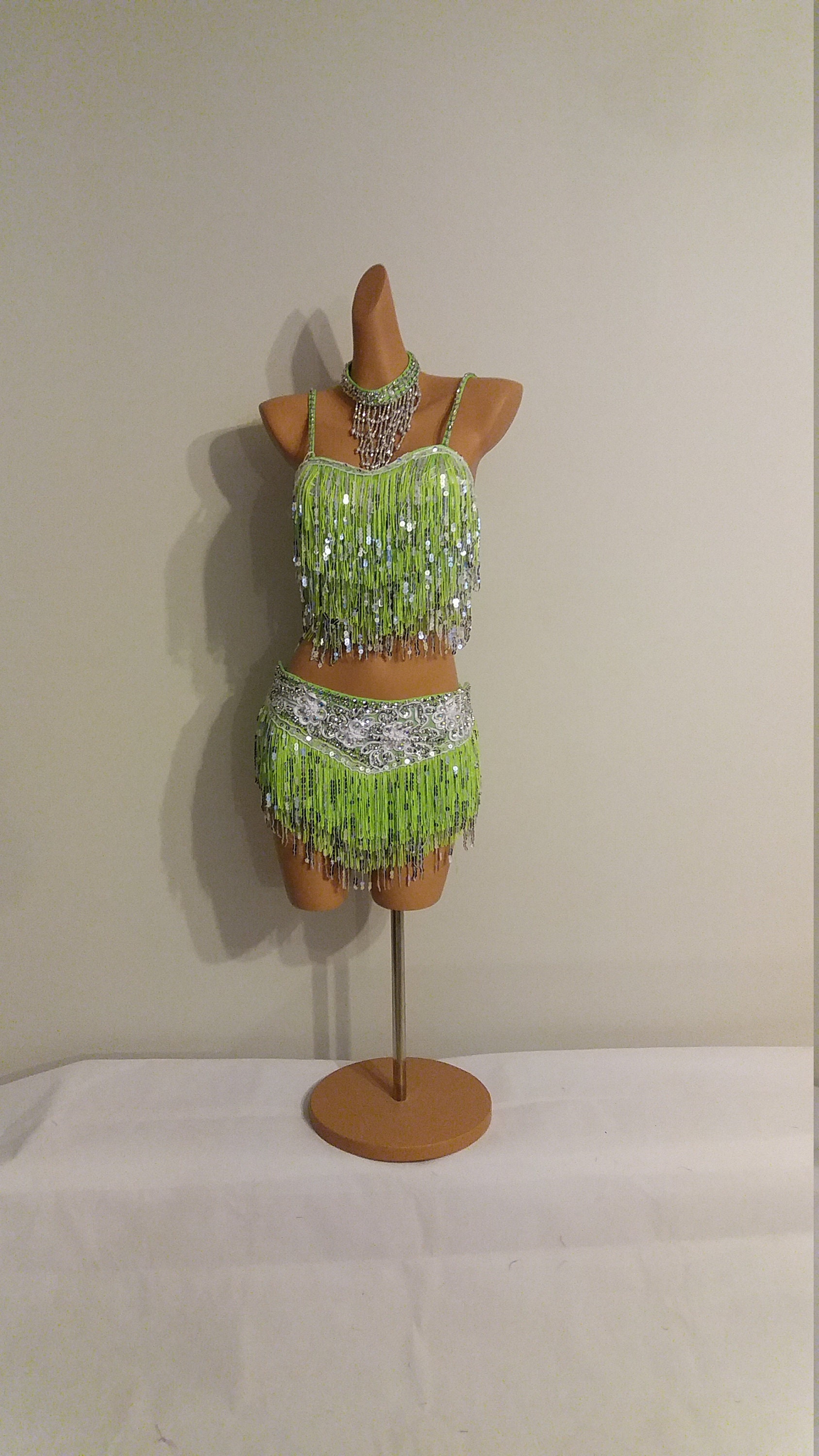 Lime Green Beads Skirttop Samba Costumes Carnival Show Girl Etsy