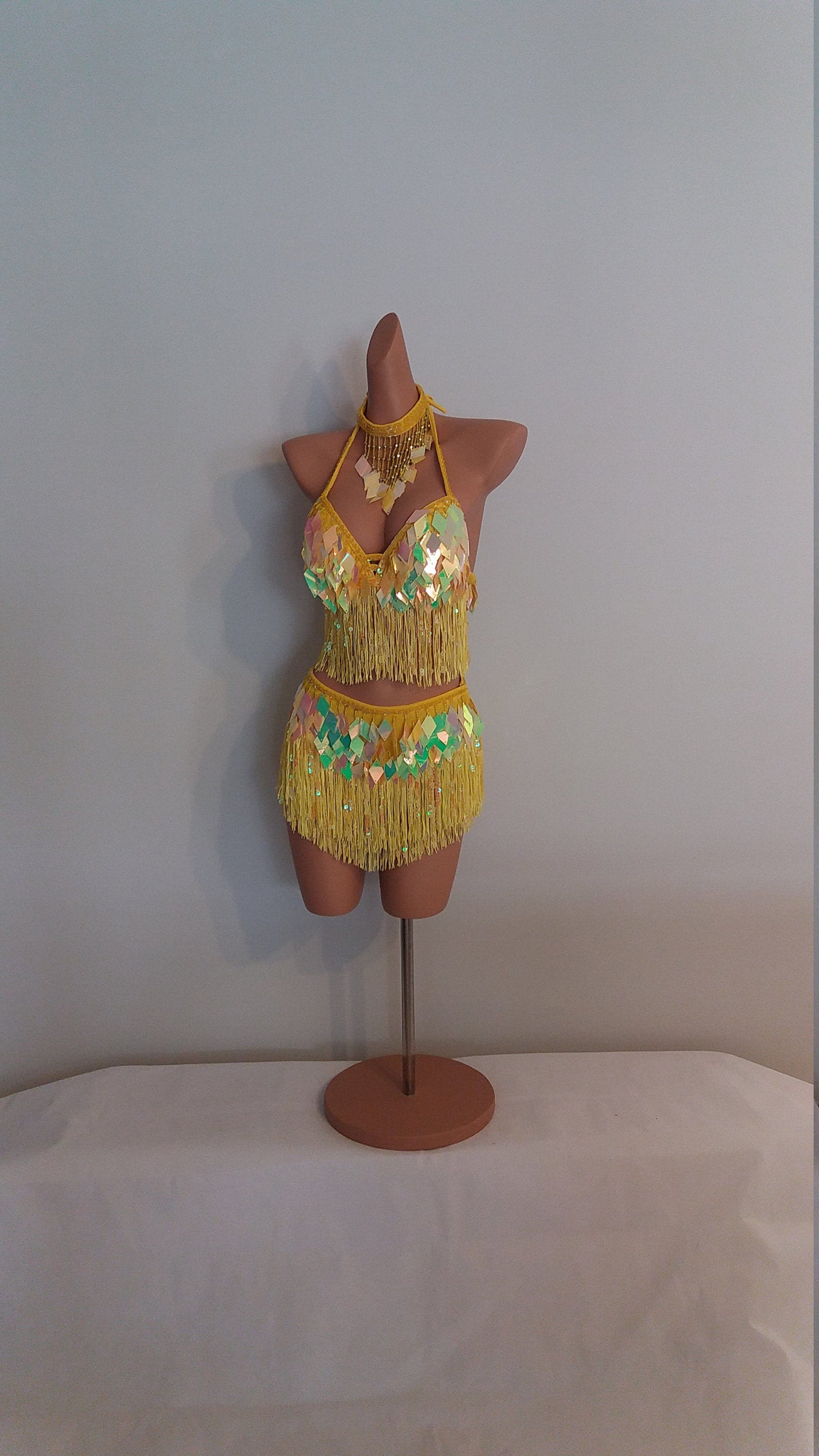 Yellow Beads Skirttop Samba Costumes Carnival Show Girl Las Etsy