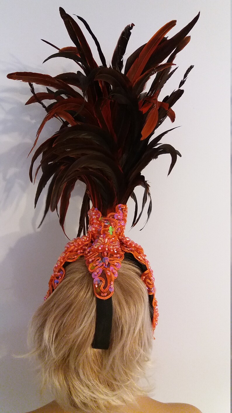 ORANGE Feather Headpiece-headdress-samba Costumes - Etsy