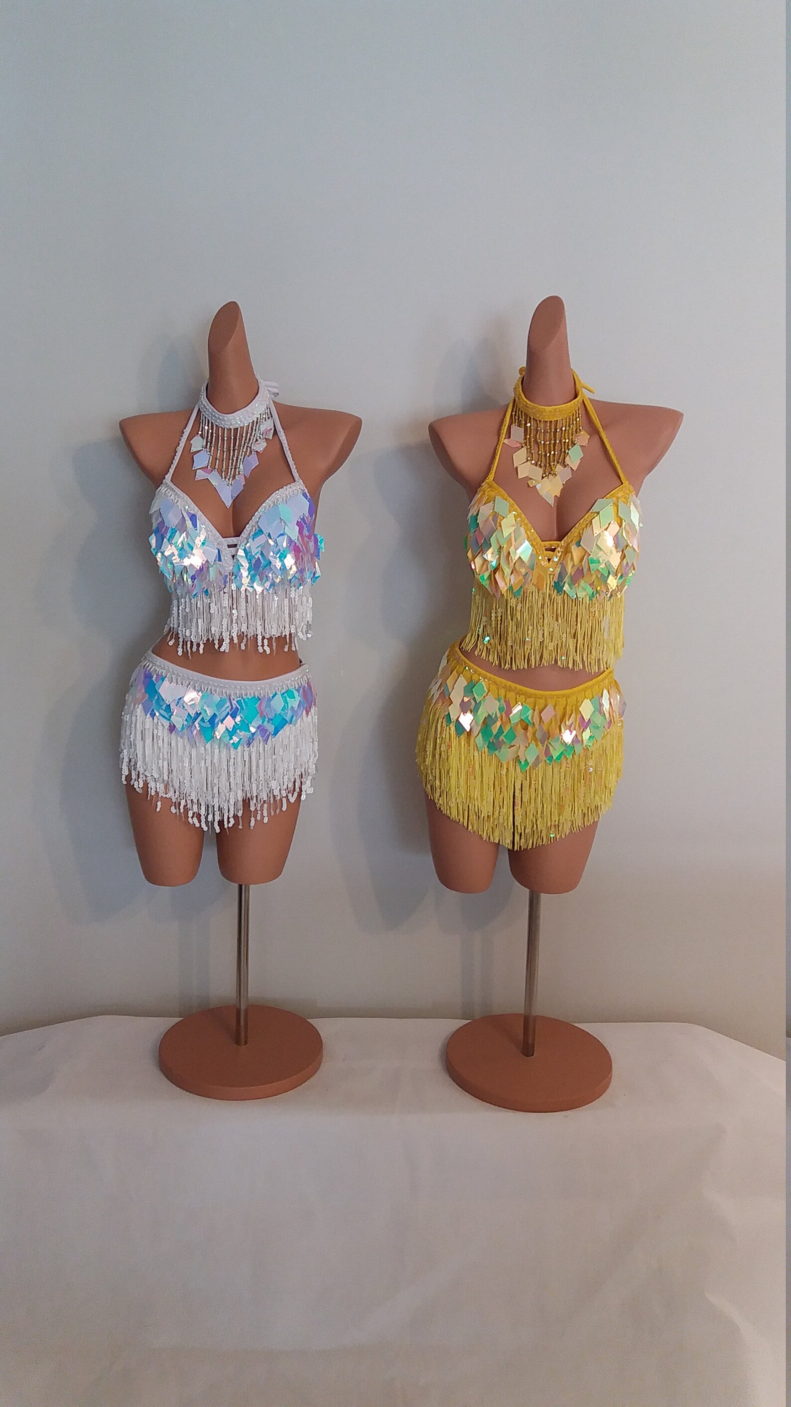 Yellow Beads Skirttop Samba Costumes Carnival Show Girl Las Etsy