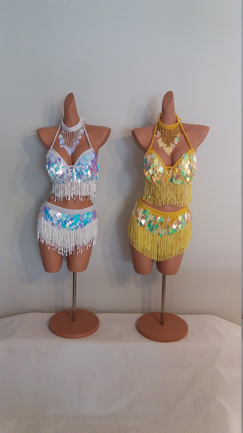 Yellow Beads Skirttop Samba Costumes Carnival Show Girl Las Etsy