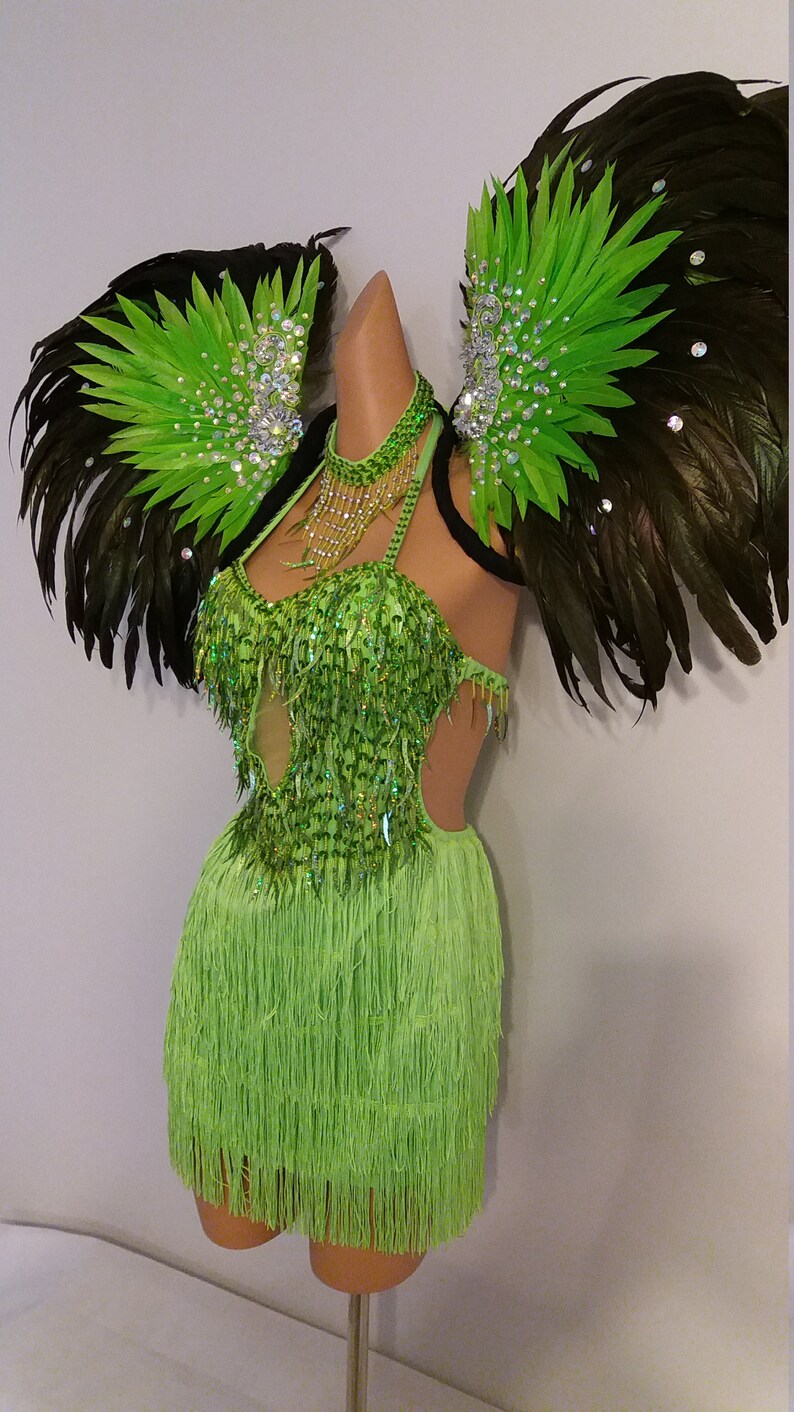 Lime GREEN Feather Wings/backpack-samba Costumes Carnival-mardi Gras ...
