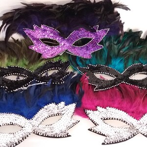 Colored Sequin MASK With Feathers -headdress Samba Costumes Carnival ...