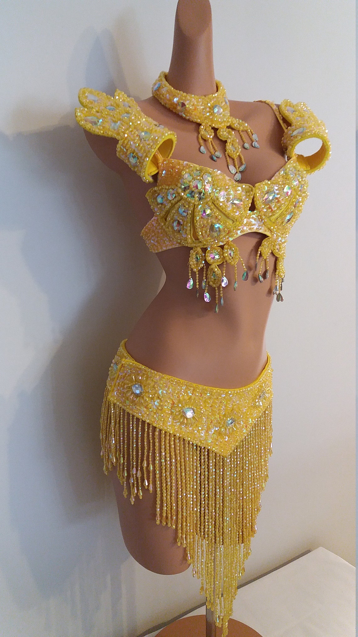 Yellow Beads Skirttop Samba Costumes Carnival Show Etsy