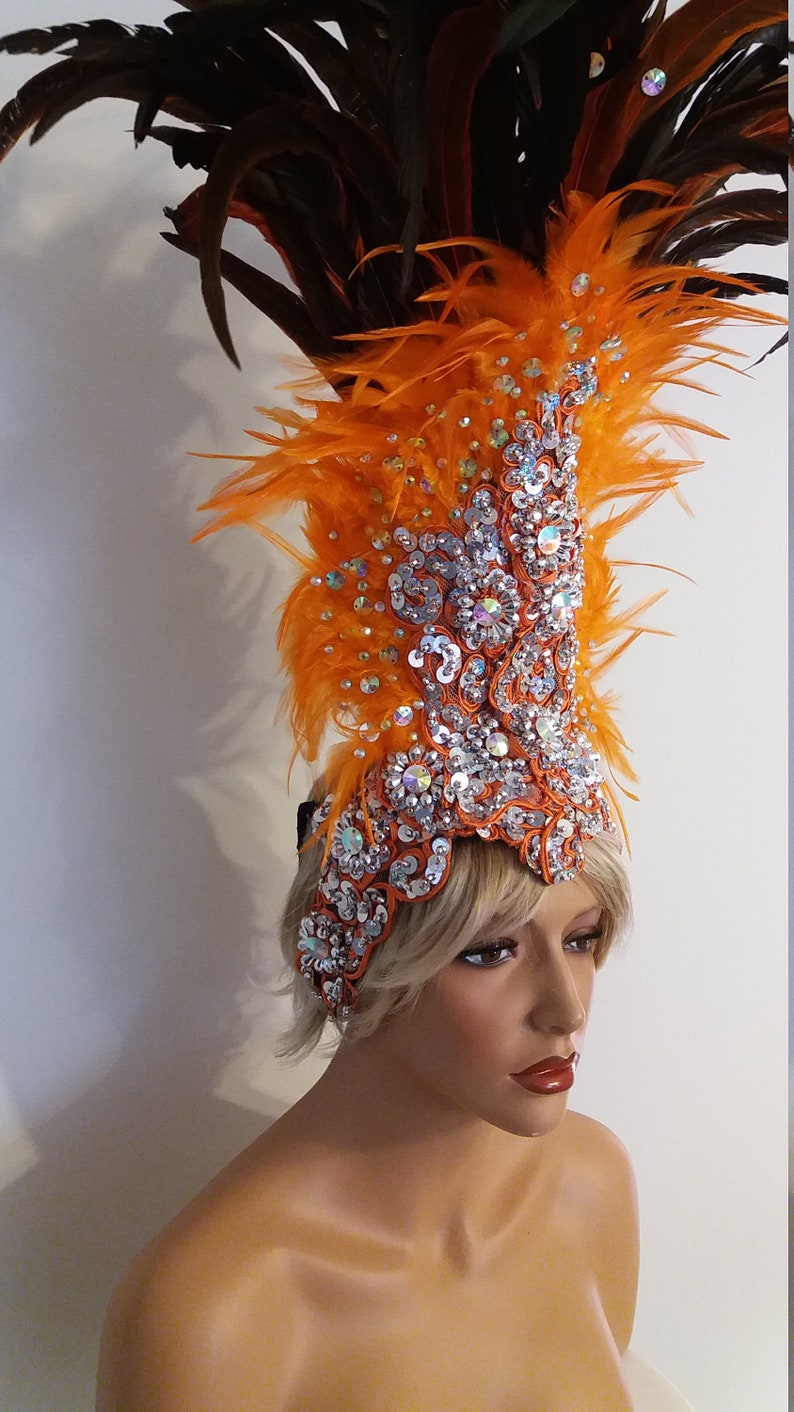 Tocado de plumas naranjas - Tocado - Disfraces de samba Carnaval ...