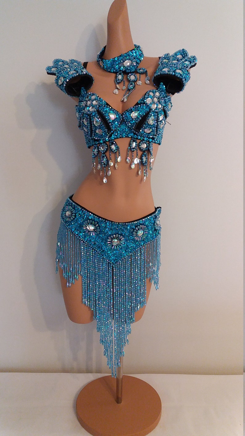 Turquoise Beads Skirttop Samba Costumes Carnival Show Etsy