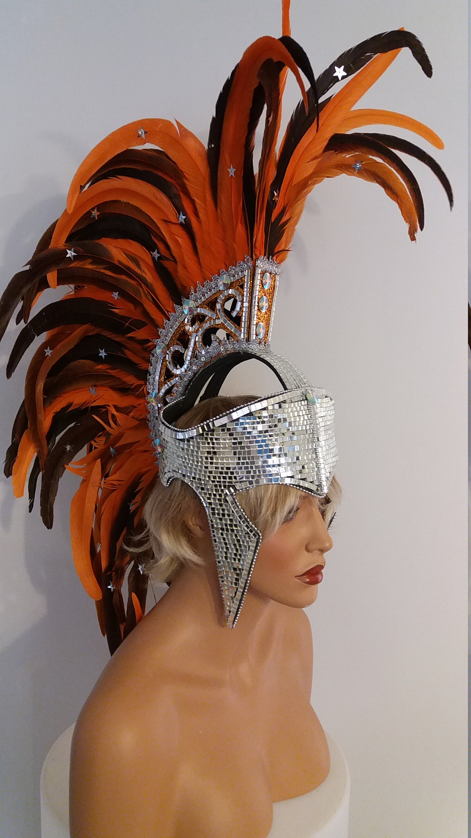 ORANGE mohawk Feather Headpiece-samba Costumes | Etsy