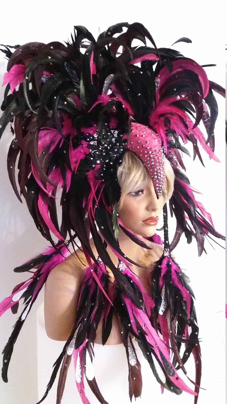 PINK/BLACK maya Feather Headpiece-headdress Samba - Etsy