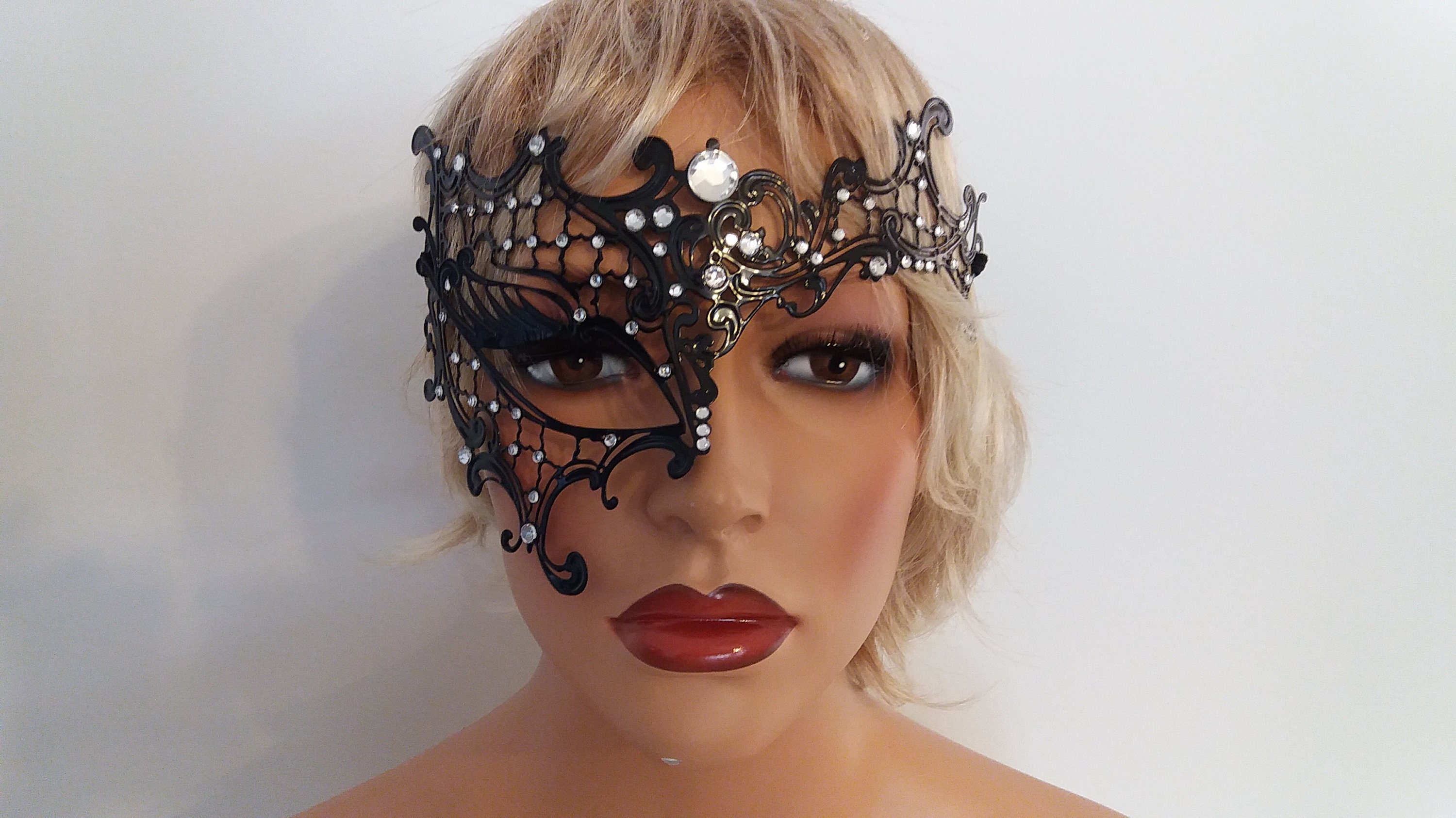 BLACK Metal MASK With Decor -headdress Samba Costumes Carnival-mardi ...