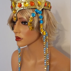 GOLD Beads Crown-headpiece-samba Costumes-rio Carnival-mardi Gras-show ...