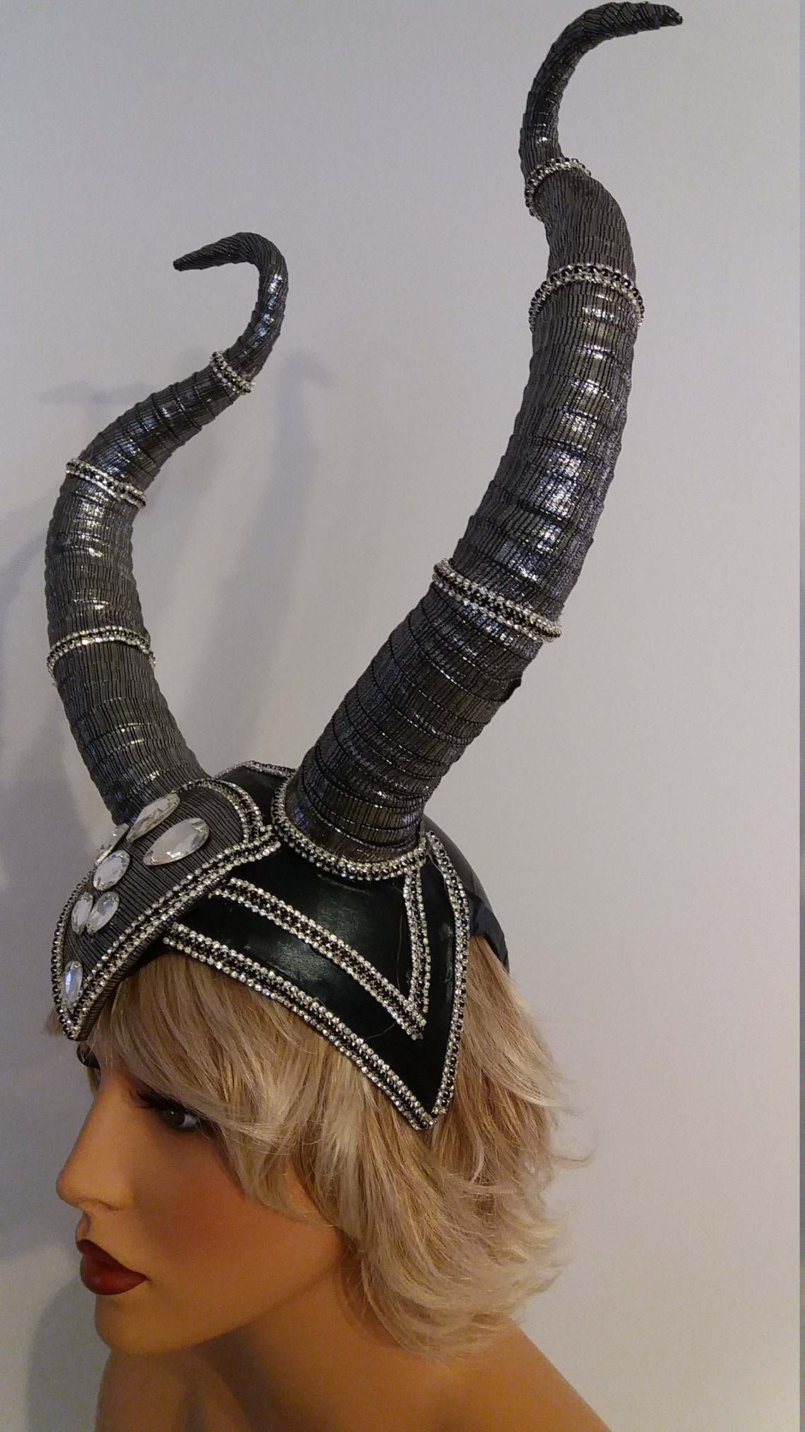 SILVER MALEFICENT Horn Headpiece-headdress Samba Costumes Carnival ...