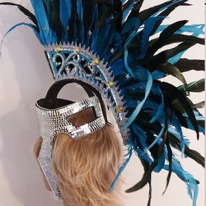 TURQUOISE "mohawk" Feather Headpiece-samba Costumes Spartan-gladiator ...