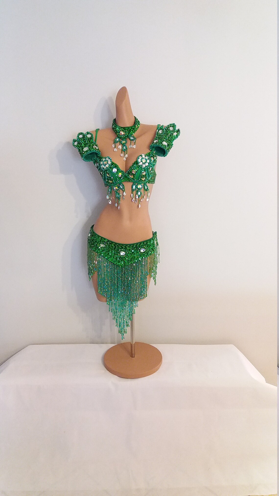 Green Beads Skirttop Samba Costumes Carnival Show Etsy