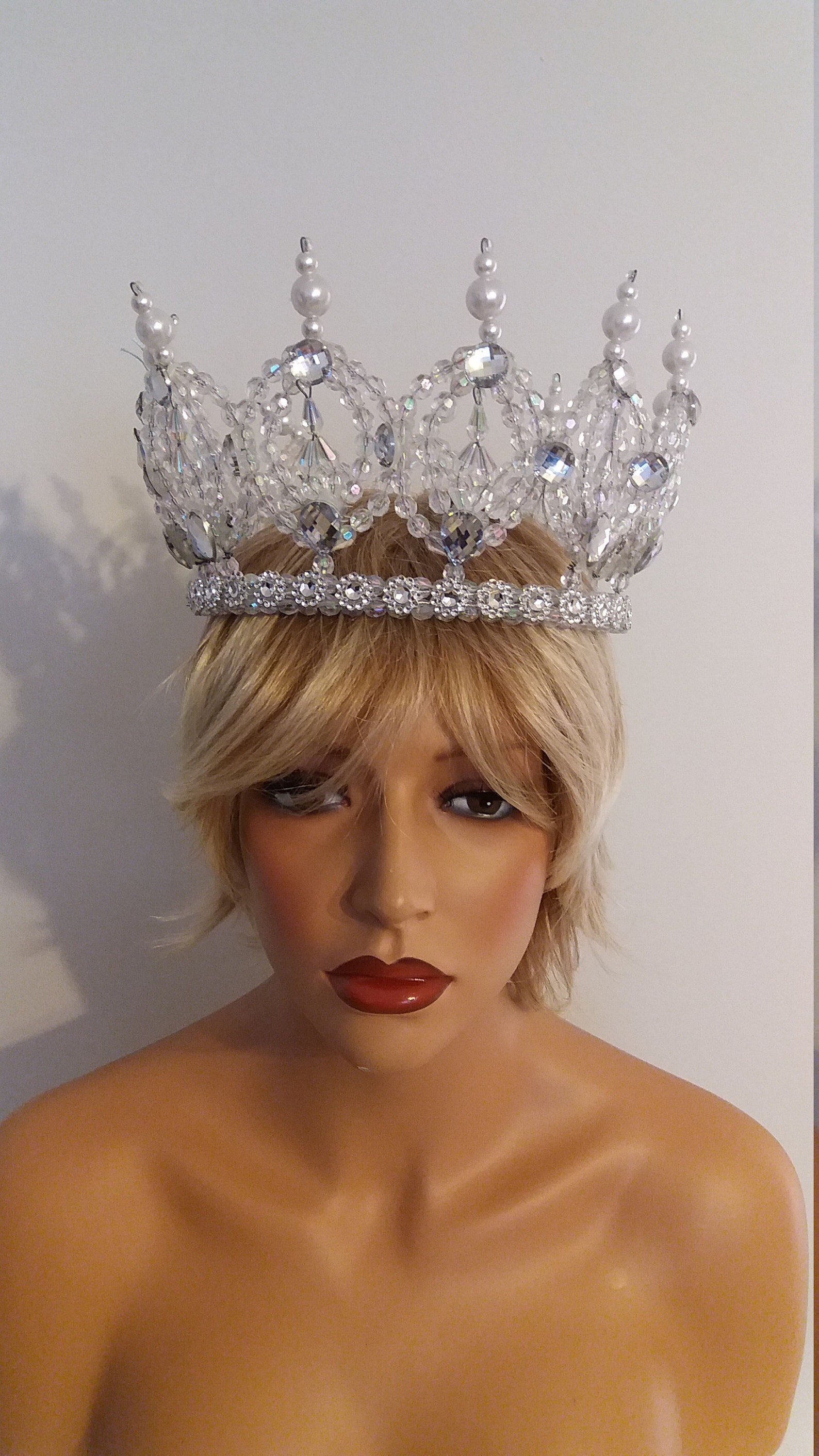 CLEAR Beads Crown-headpiece-samba Costumes-rio Carnival-mardi - Etsy
