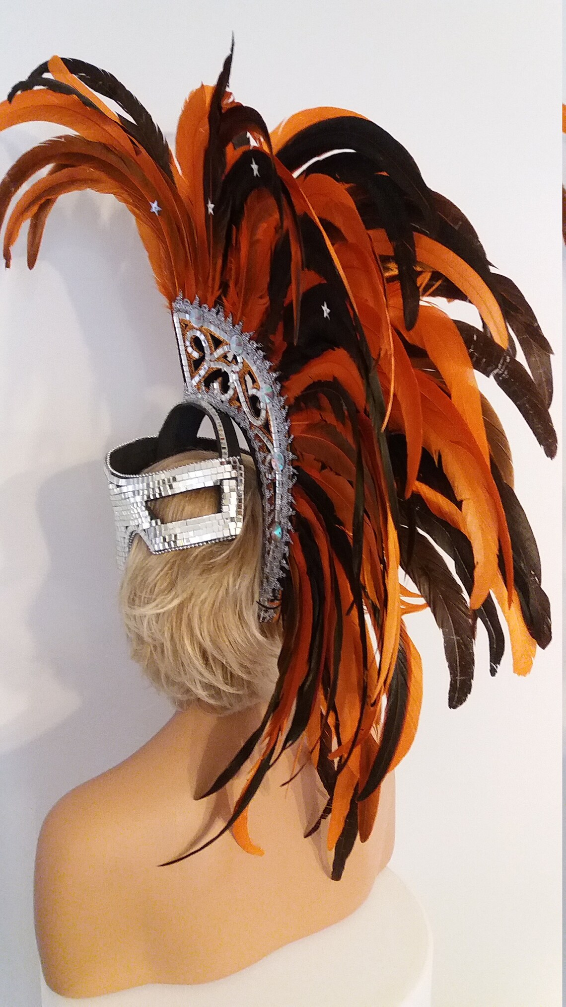 ORANGE mohawk Feather Headpiece-samba Costumes | Etsy