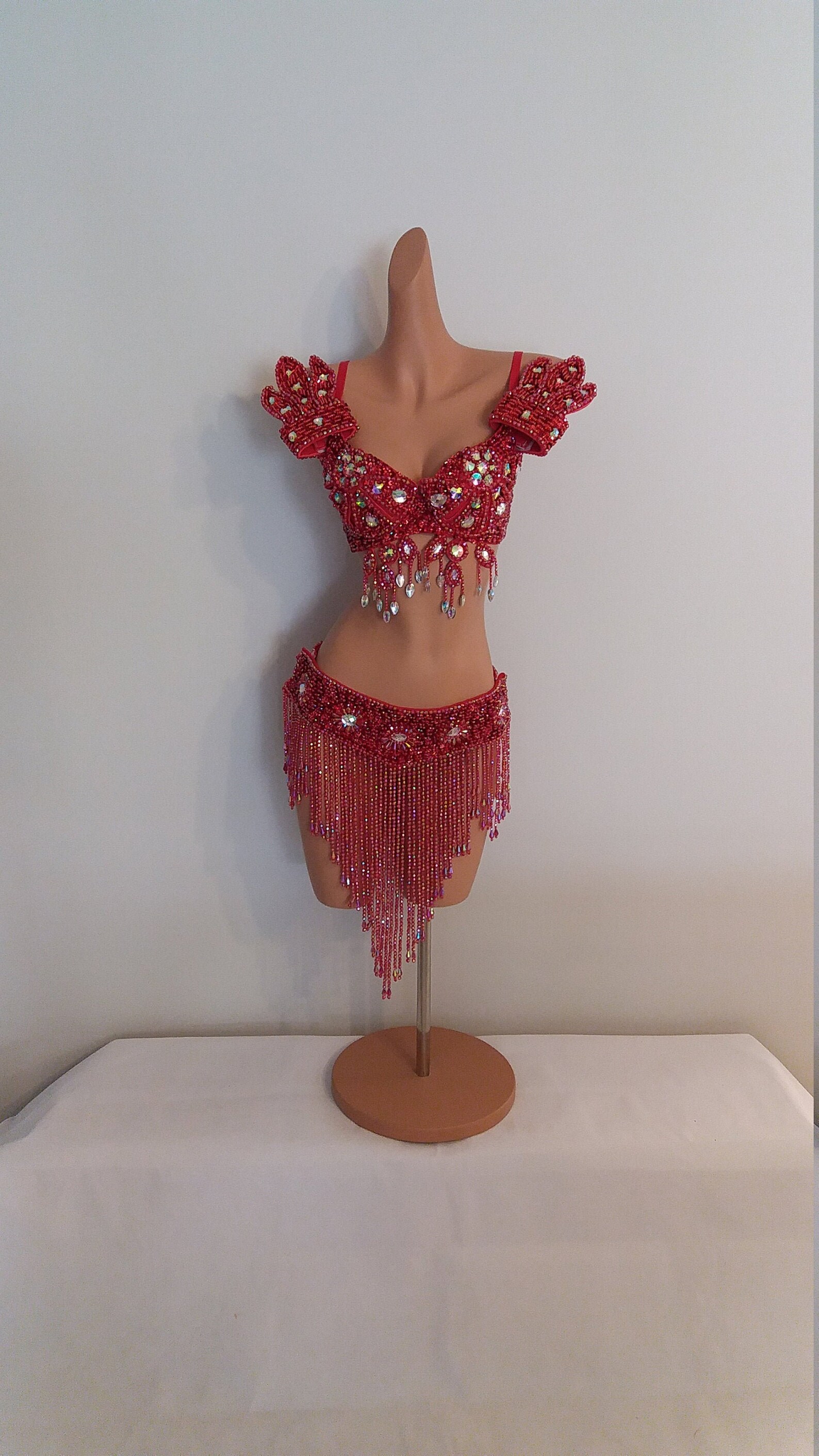 Red Beads Skirttop Samba Costumes Carnival Show Etsy