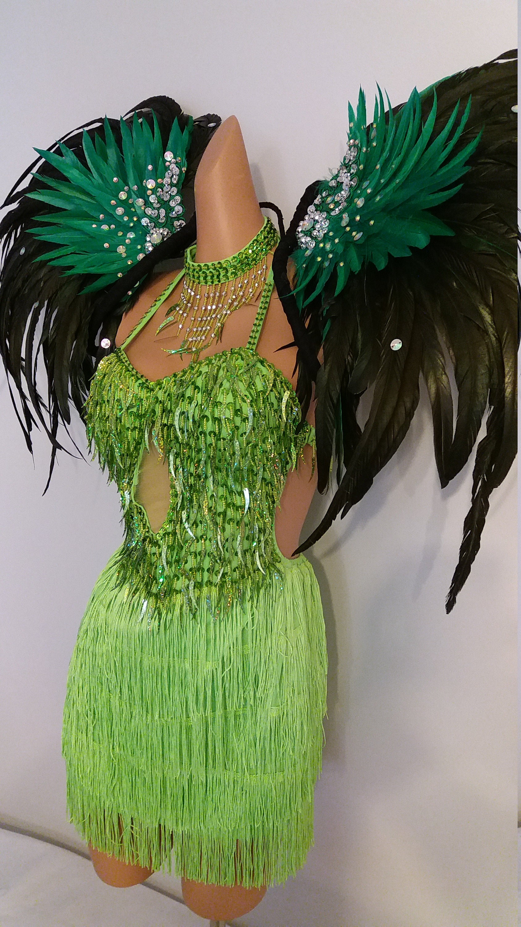 GREEN Feather Wings/backpack-samba Costumes Carnival-mardi - Etsy