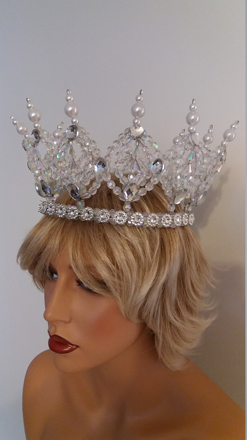 CLEAR Beads Crown-headpiece-samba Costumes-rio Carnival-mardi - Etsy