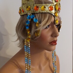 GOLD Beads Crown-headpiece-samba Costumes-rio Carnival-mardi Gras-show ...