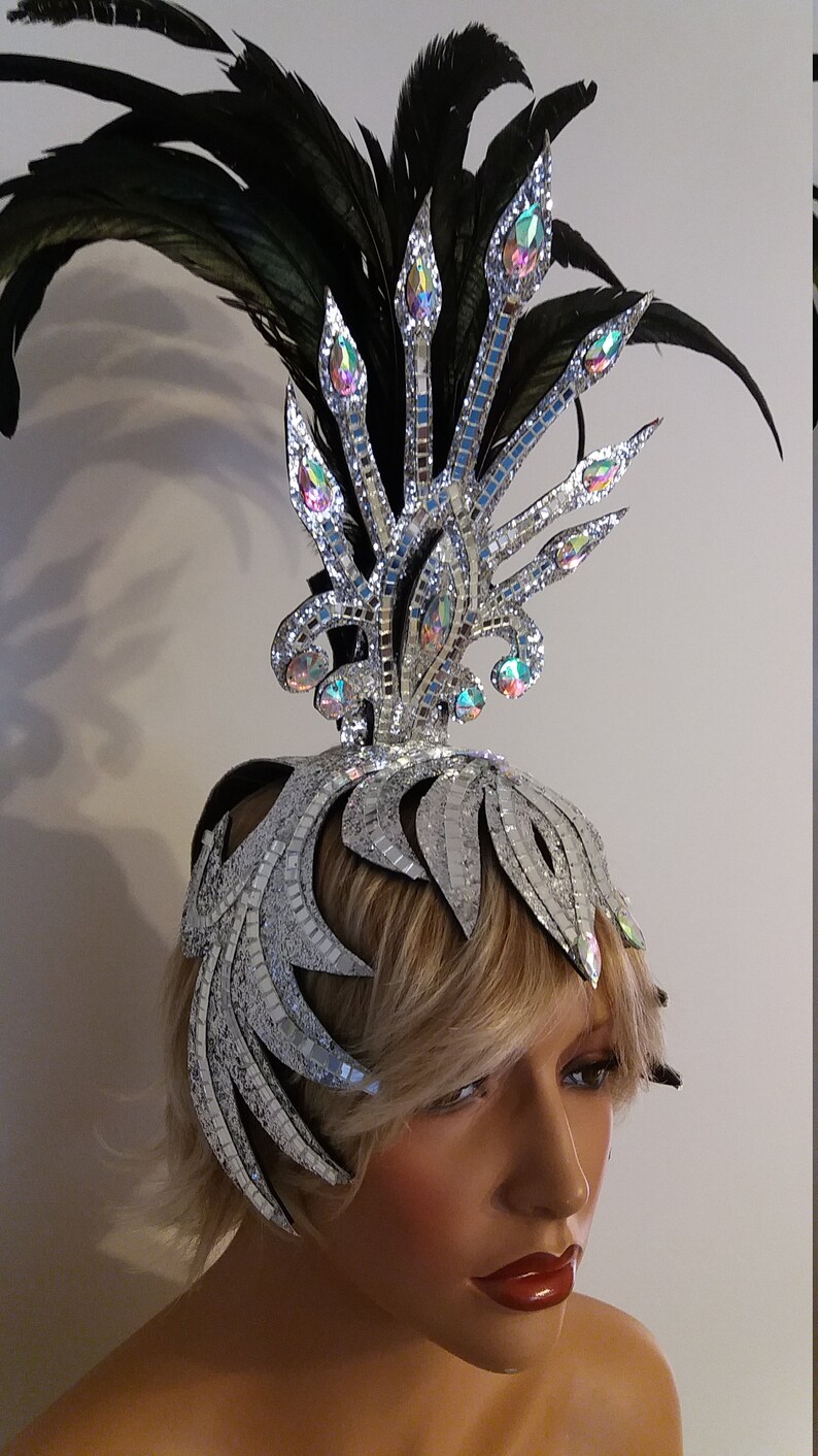 SILVER Mirror/feather Headpiece-headdress-samba Costumes - Etsy
