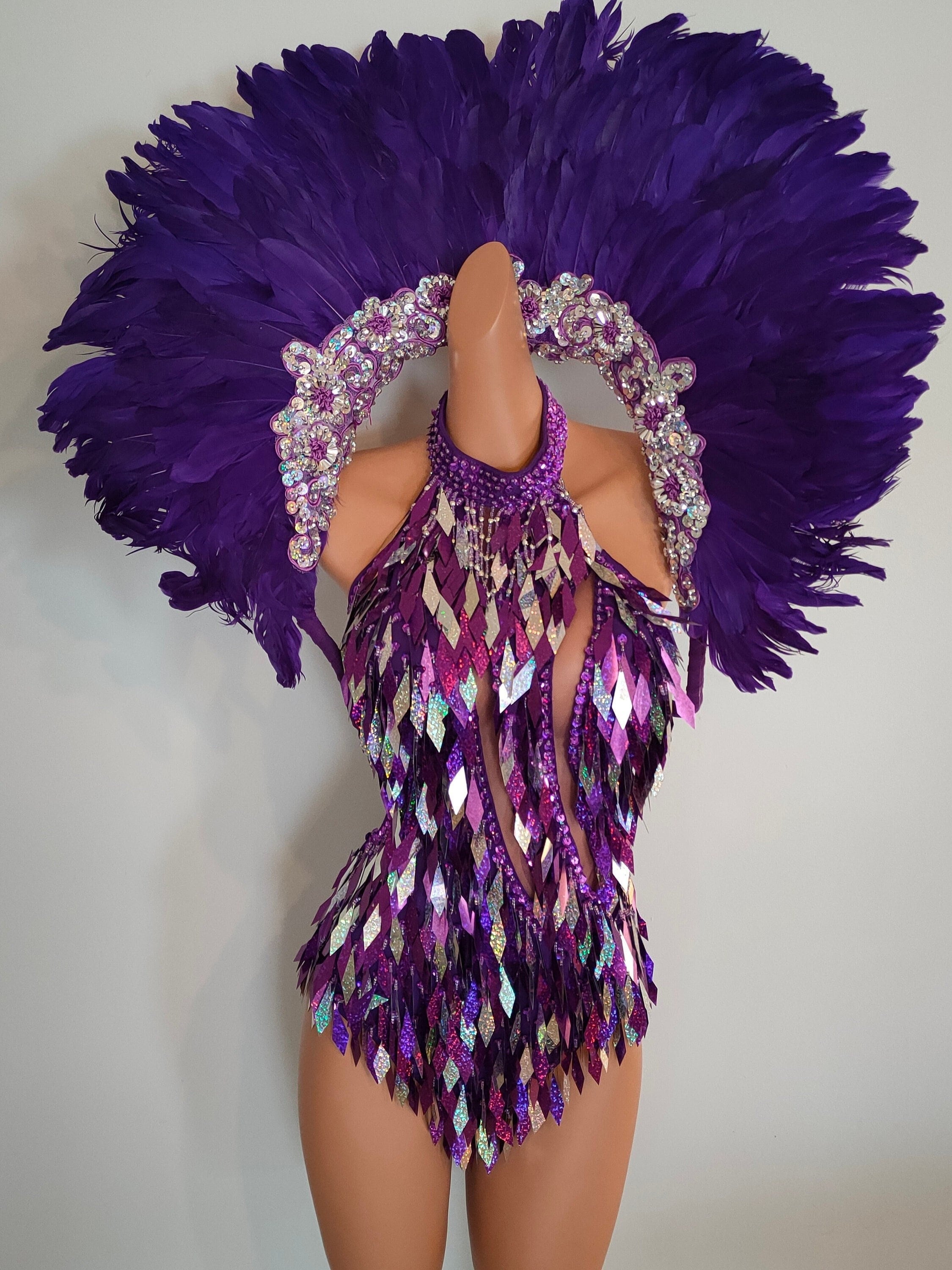 Purple Feather Wings Backpack Samba Costumes Carnival Mardi Etsy