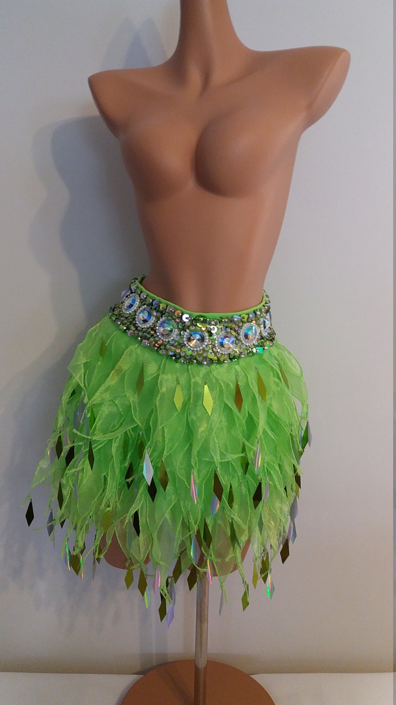 Lime Green Beads Skirt Samba Costumes Carnival Show Girl Las Etsy