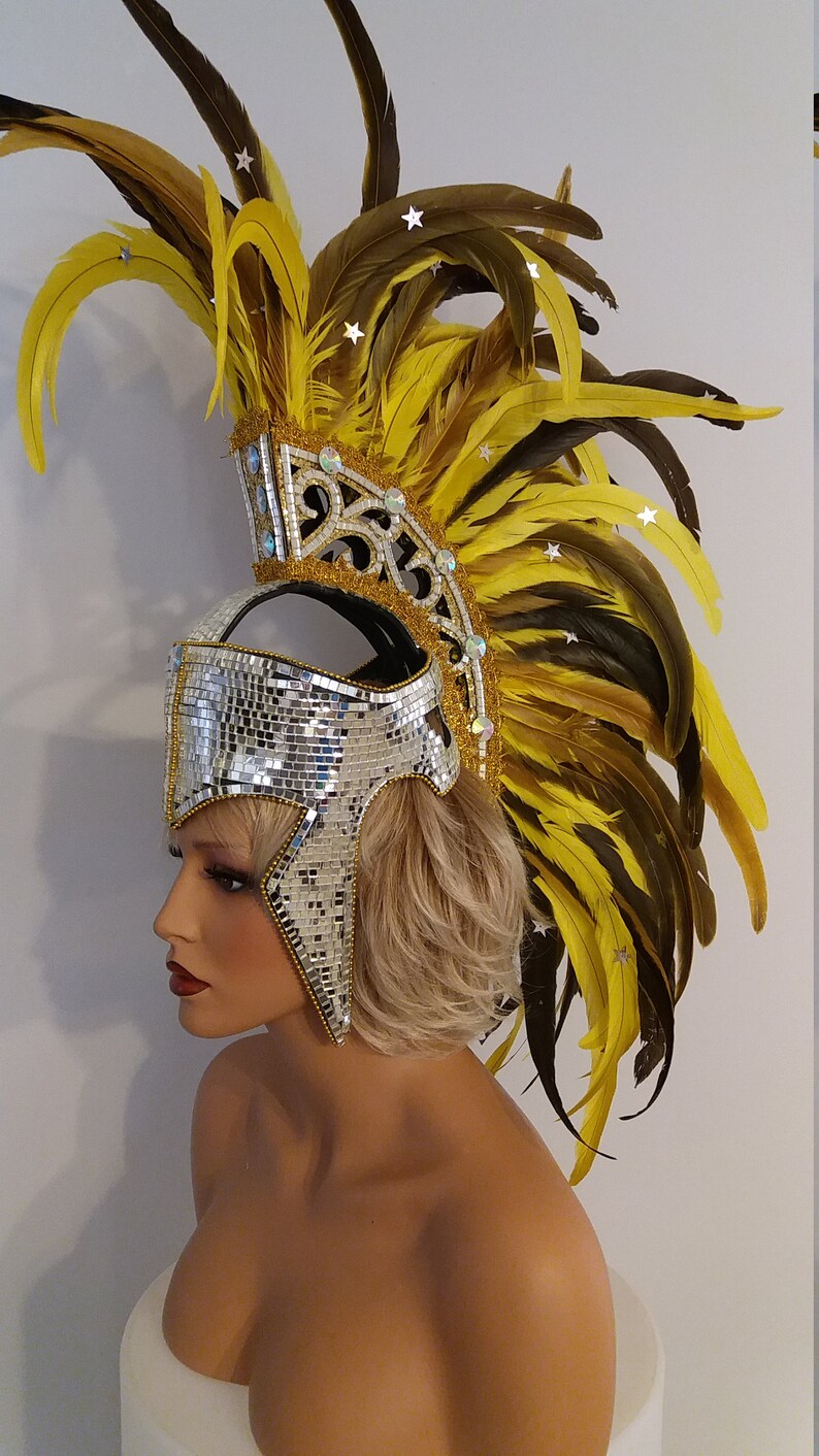 Yellow Mohawk Feather Headpiece Samba Costumes Etsy