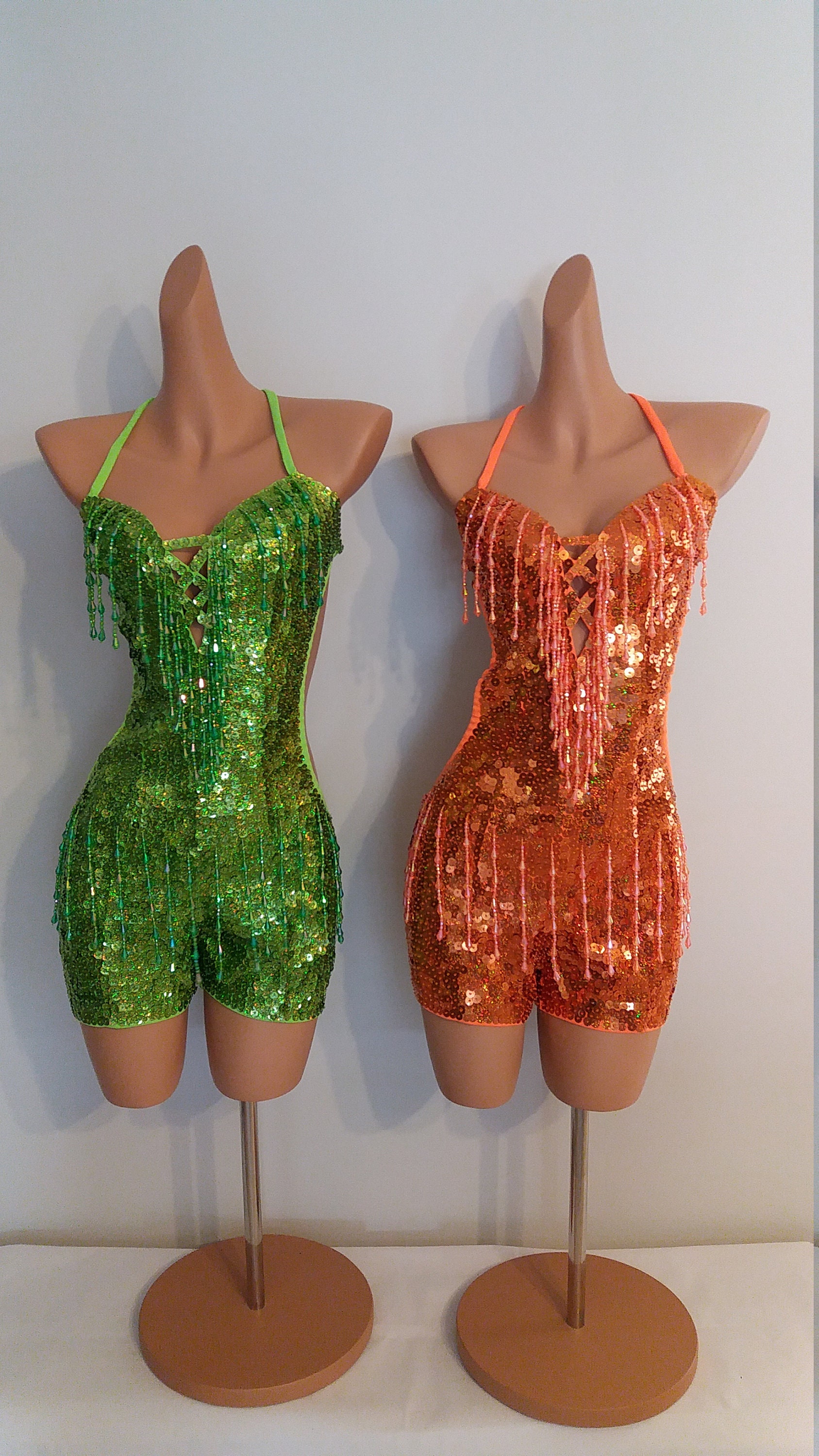 ORANGE Sequin Romper/Bodysuit-Samba Costumes Carnival Show | Etsy