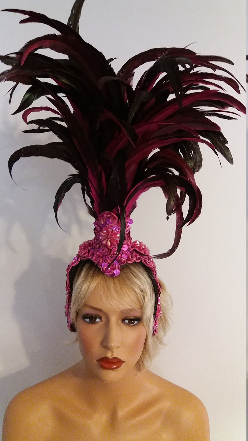 PINK Feather Headpiece-headdress-samba Costumes Carnival-mardi | Etsy