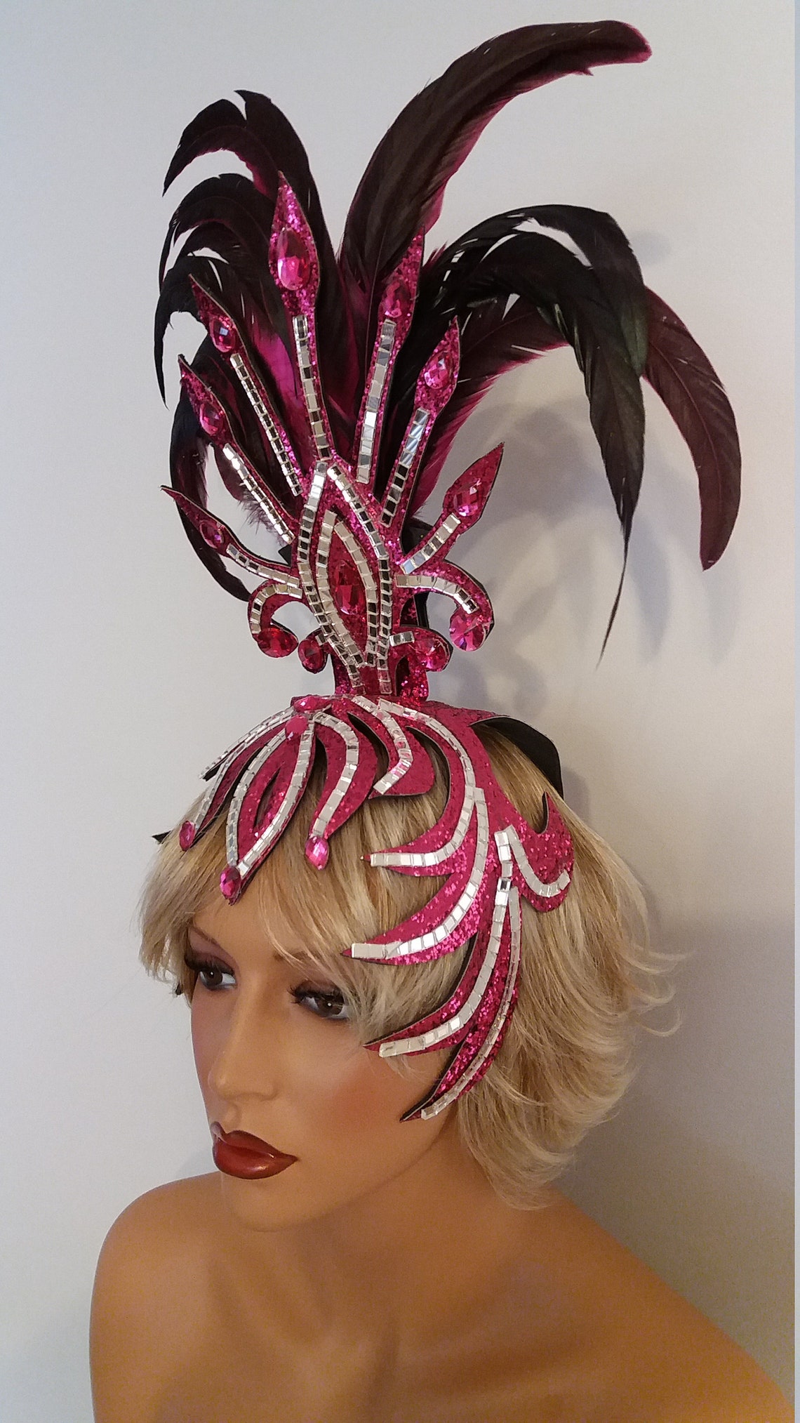 PINK Mirror/feather Headpiece-headdress-samba Costumes - Etsy