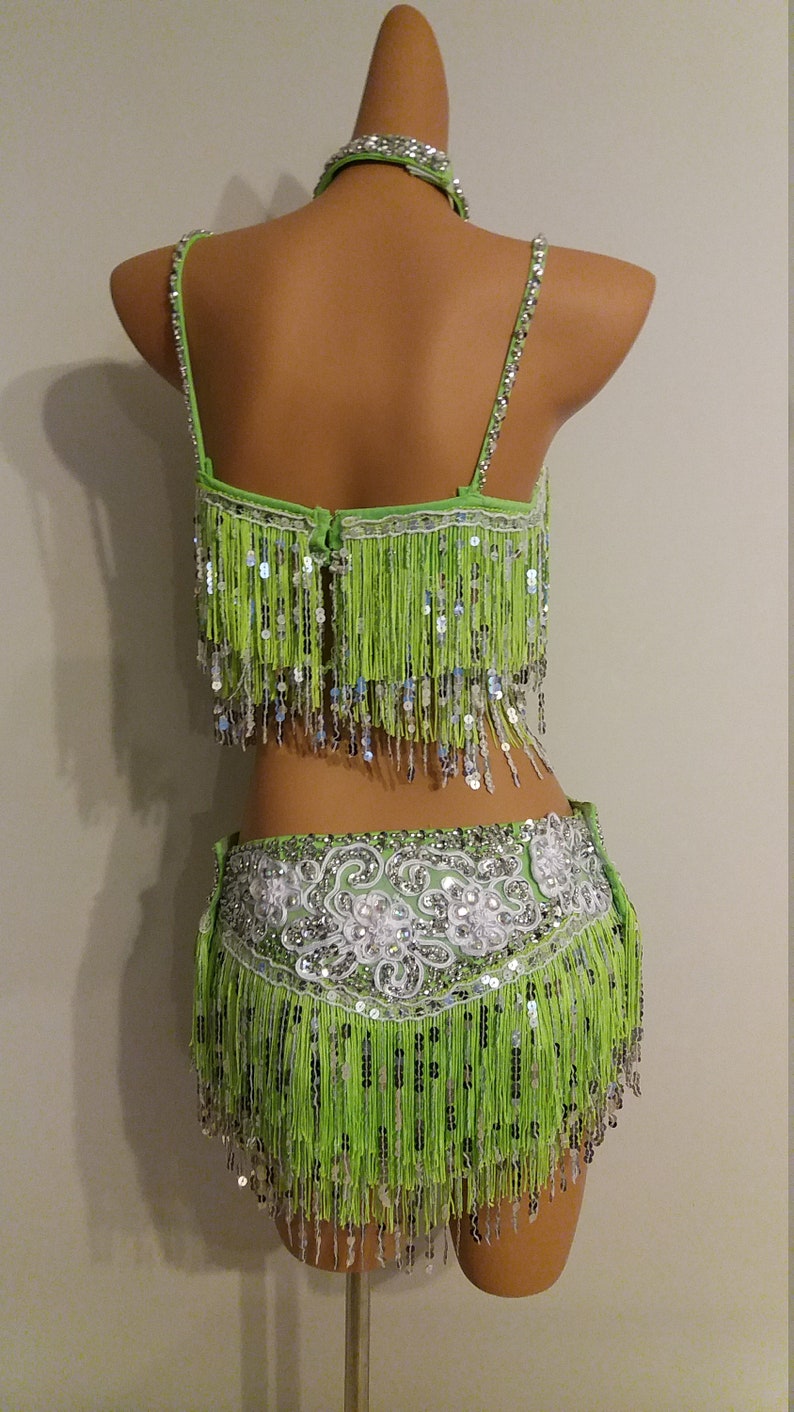 Lime Green Beads Skirttop Samba Costumes Carnival Show Girl Etsy