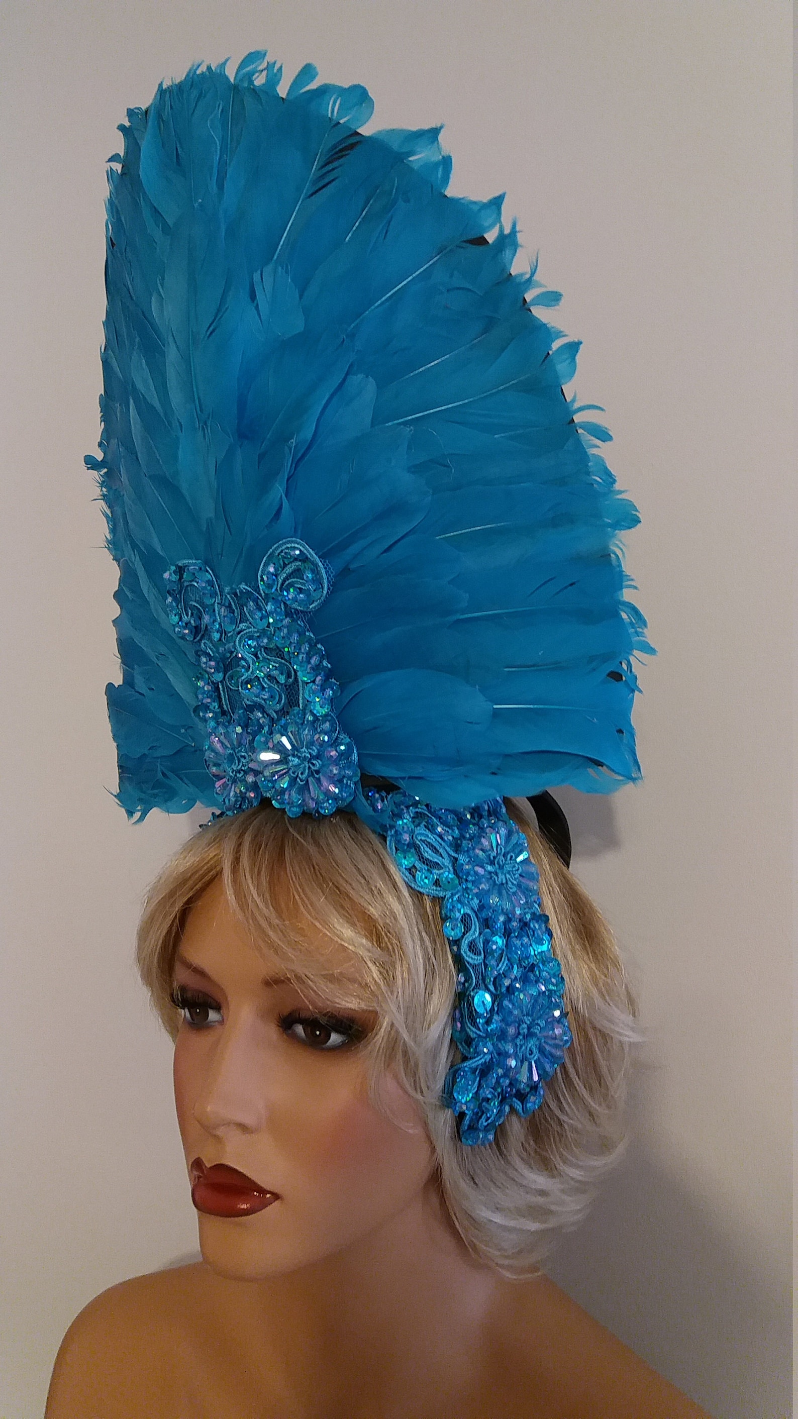 TURQUOISE Feather Headpiece-headdress-samba Costumes - Etsy