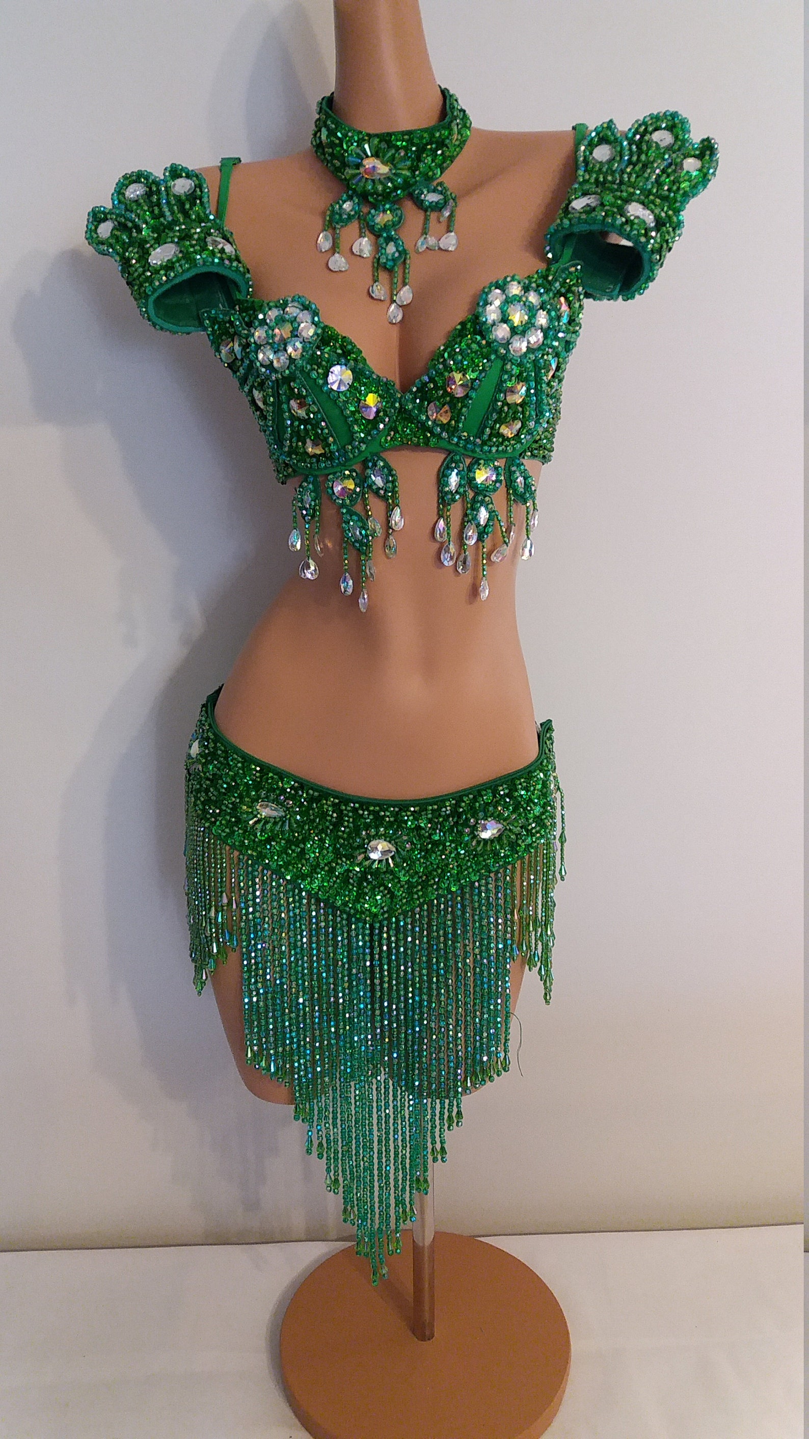 Green Beads Skirttop Samba Costumes Carnival Show Etsy