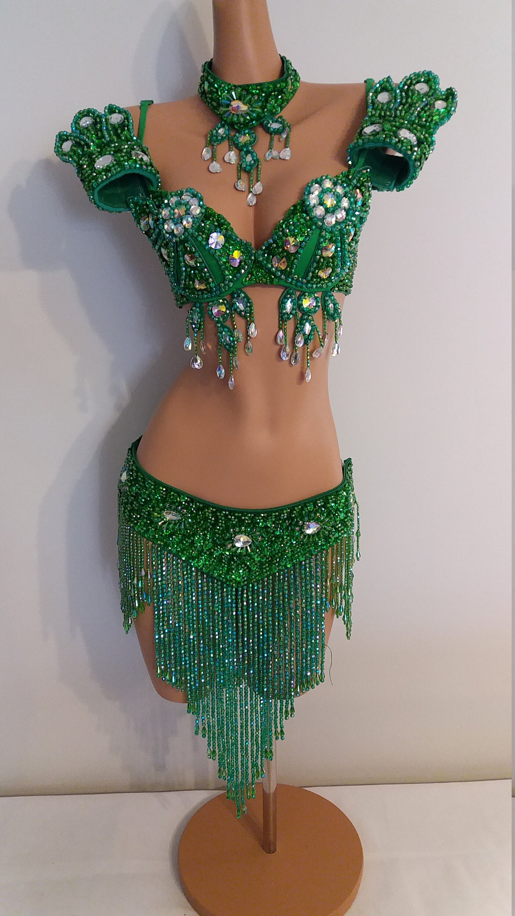 Green Beads Skirttop Samba Costumes Carnival Show Etsy