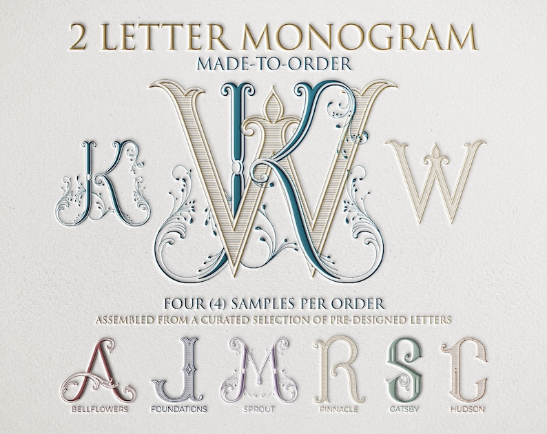 2-letter Monogram | A Wedding Monogram Assembled-to-order From Pre ...