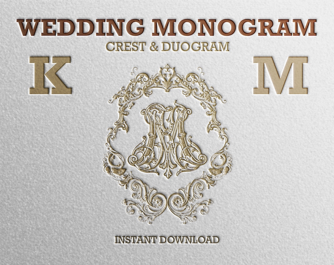 Letters KM-MK, Digital Download of Wedding Crest With Duogram | Wedding ...
