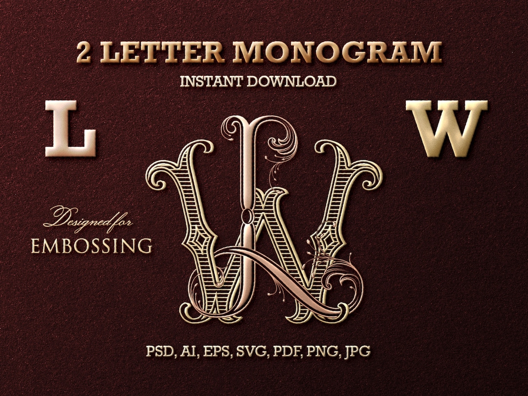 2 Letter Monogram with Letters LW Digital Download Wedding - Etsy France