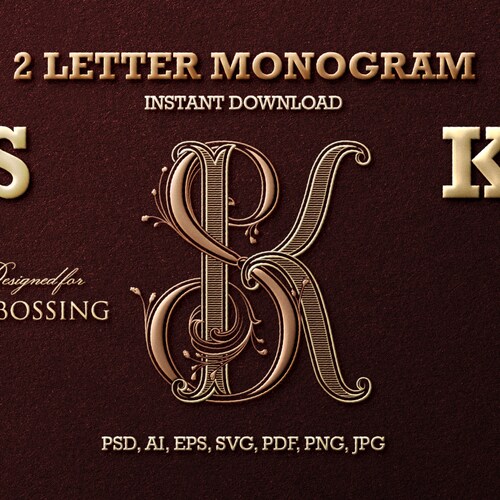 2 Letter Monogram With Letters SK Digital Download Wedding - Etsy