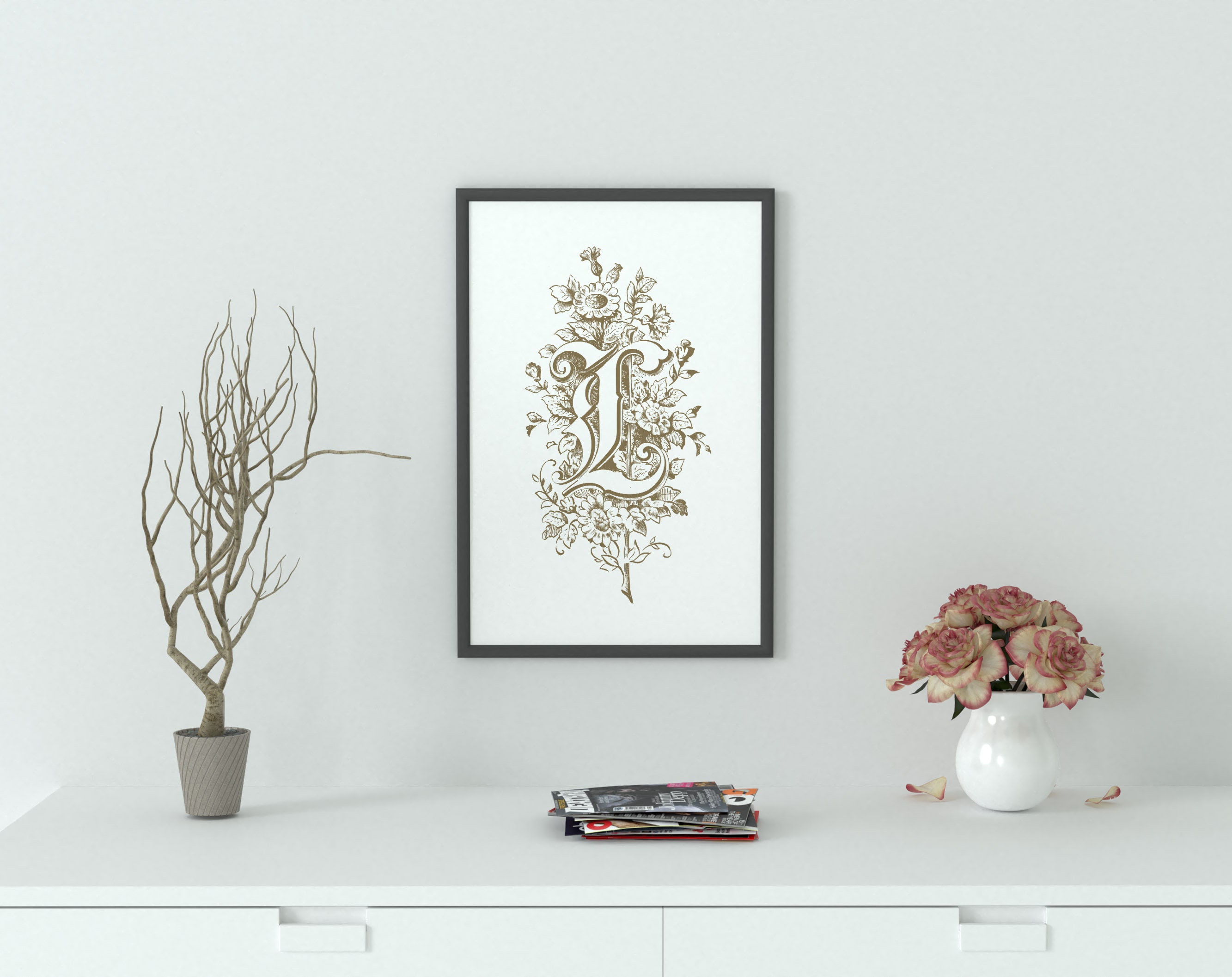 Victorian Era Monogram - Single Letter L, Vintage One Letter Monogram ...