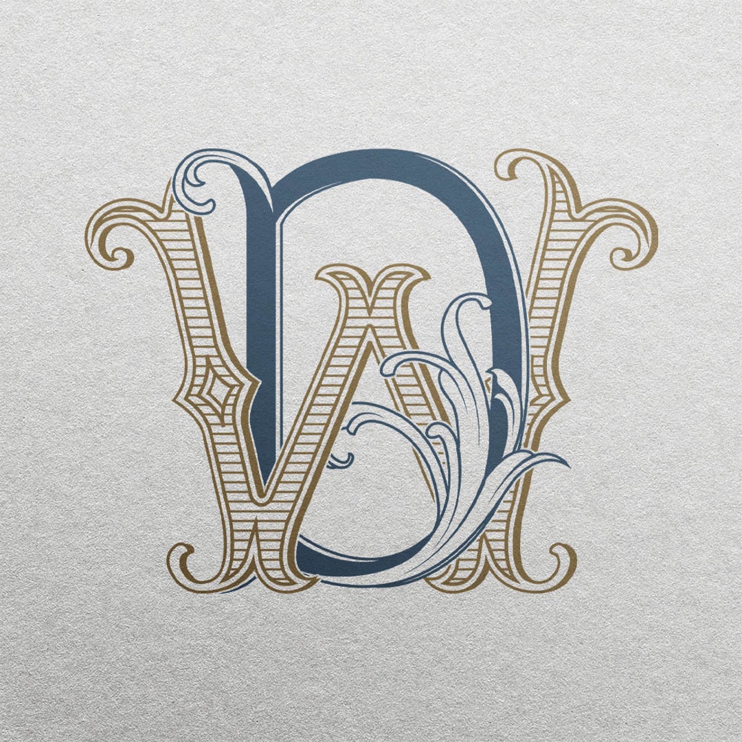 Wedding Monogram SVG - DW | Letters D & W Are Combined as a Color ...