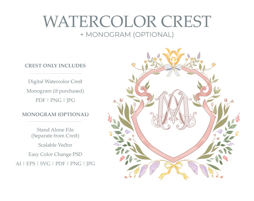 Modern Crest Plus Monogram optional Made to Order Wedding - Etsy