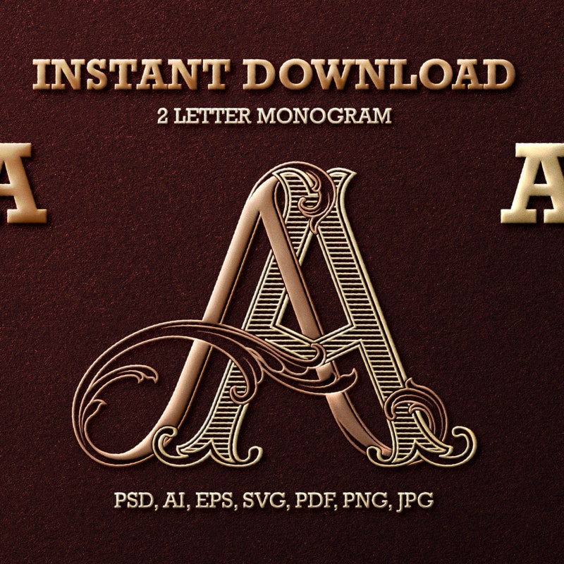 2 Letter Monogram - Etsy