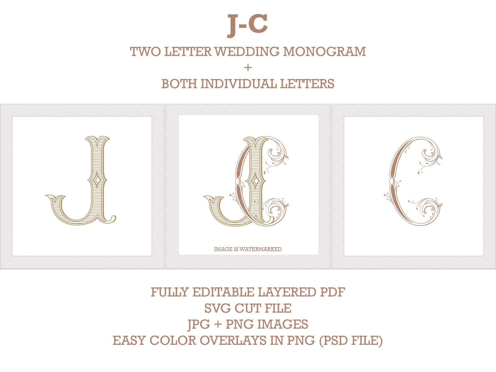 JC Wedding Monogram 2 Letter Monogram Monogram Wedding | Etsy
