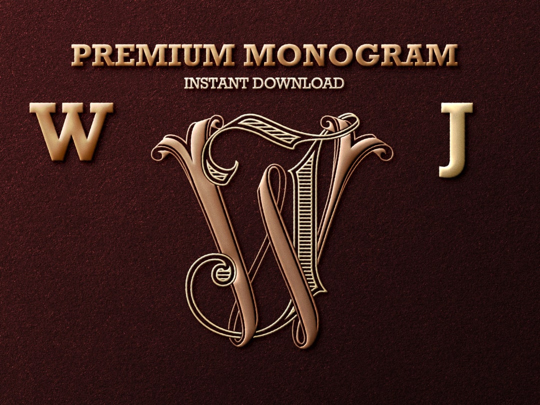 2 Letter Monogram With Letters WJ | Digital Download - Wedding Monogram ...